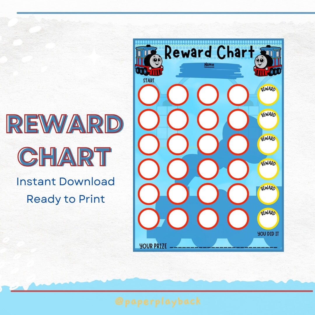 Train Reward Chart, Toddler Potty Chart, Reward Chart Printable, Kids ...