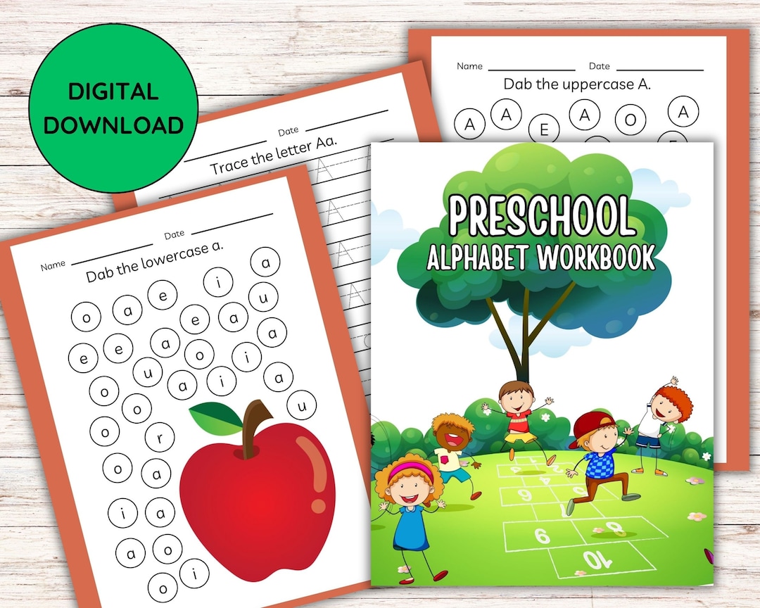 Preschool Alphabet Workbook Kindergarten Learning Worksheets - Etsy