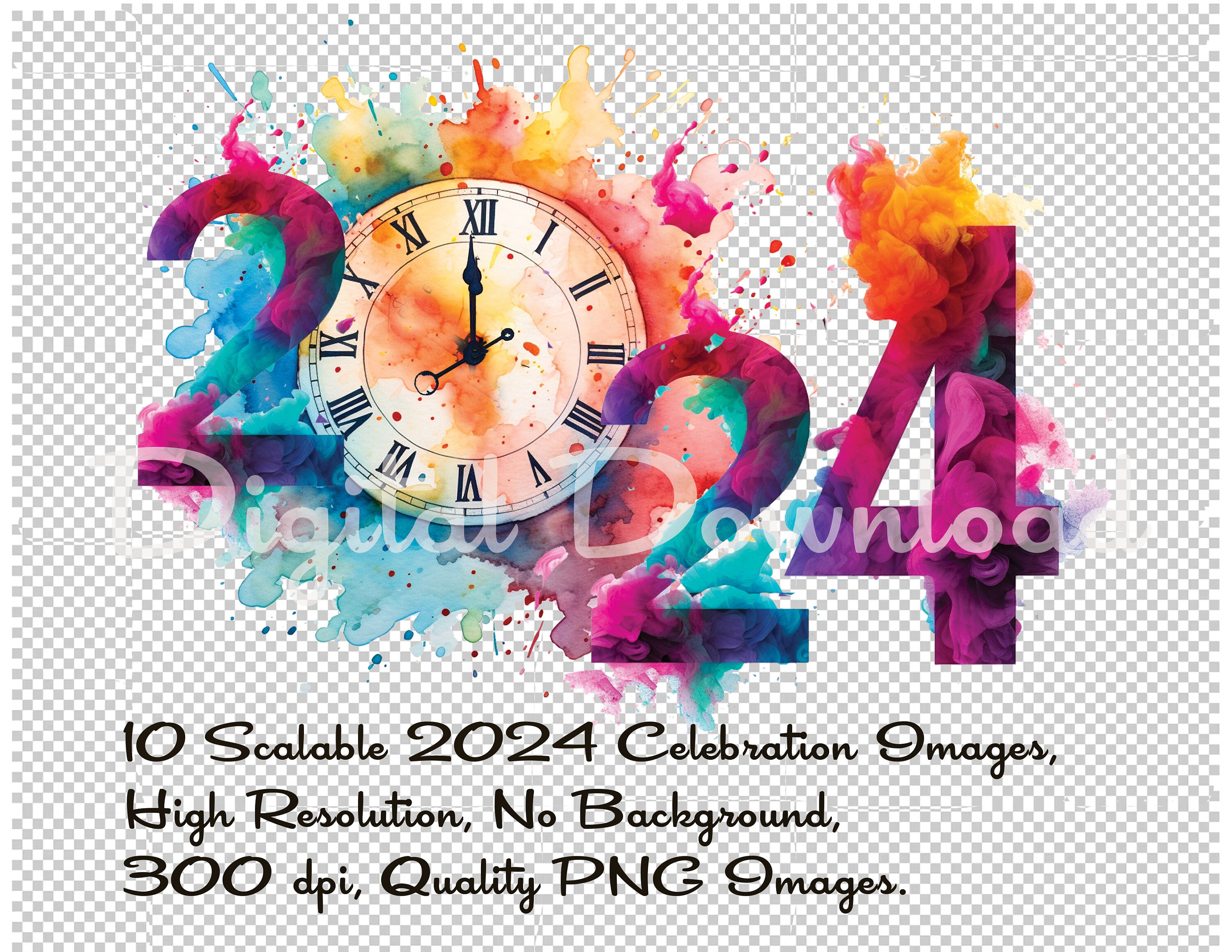 10 Scalable 2024 Celebration Images, High Resolution, No Background ...