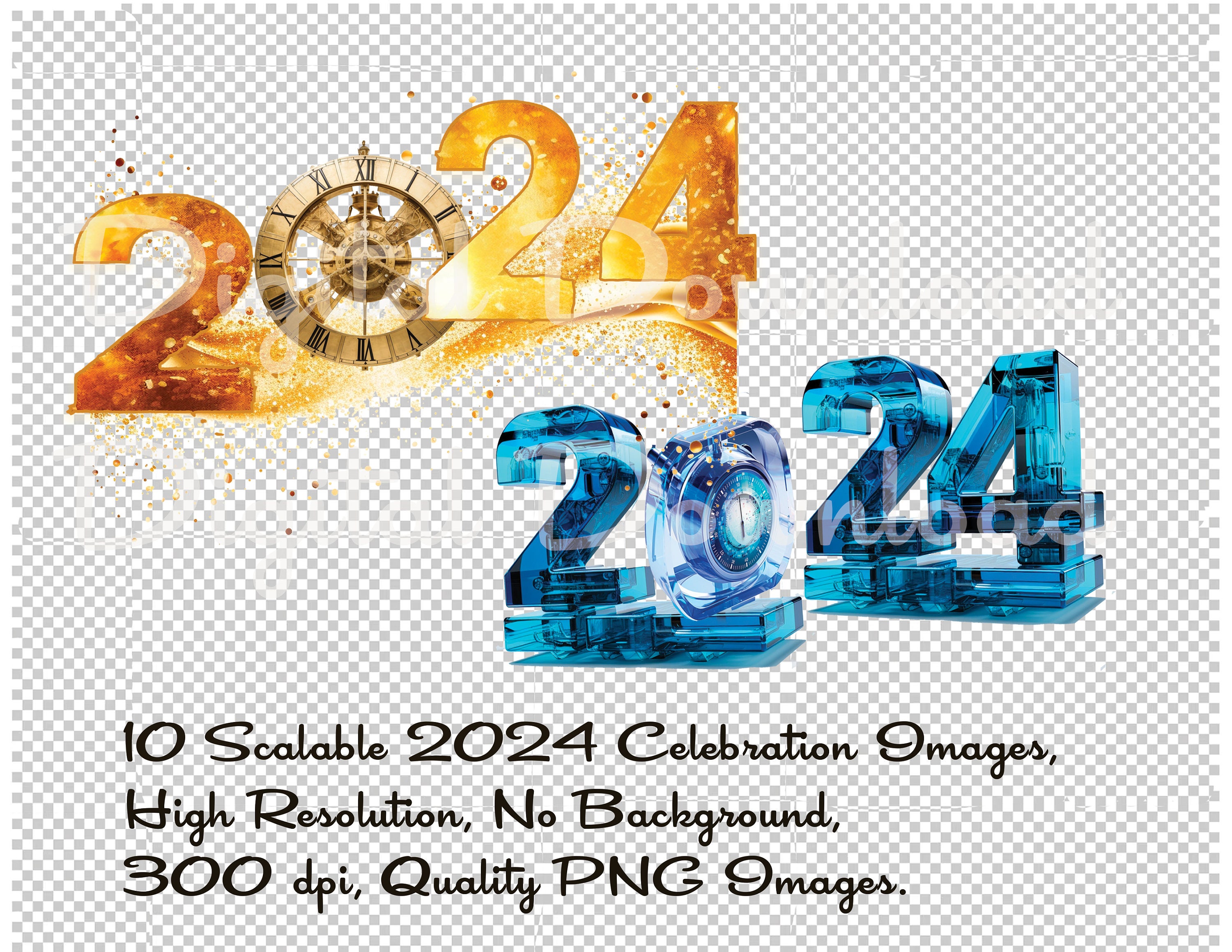 10 Scalable 2024 Celebration Images, High Resolution, No Background ...