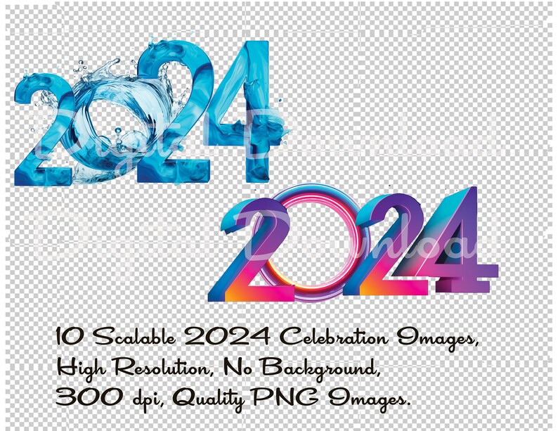 10 Scalable 2024 Celebration Images, High Resolution, No Background ...