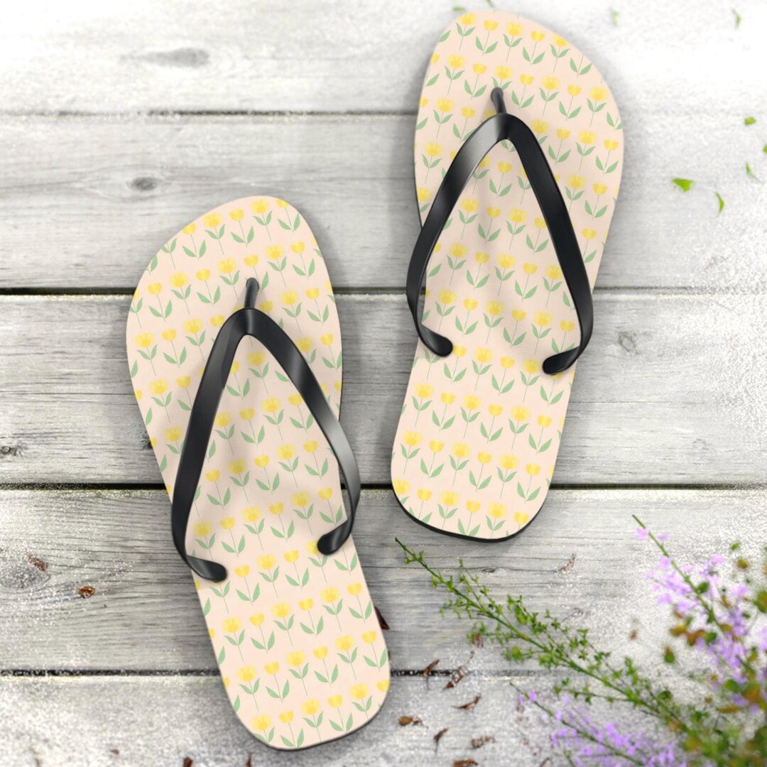 Flip Flops Spring Floral, Beach Sandals, Summer Footwear, Casual ...