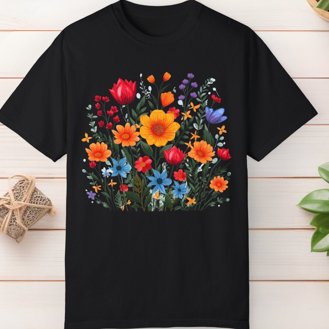 T-shirt Flower Floral T-shirt Flowered T-shirt Women's T-shirt Floral T ...
