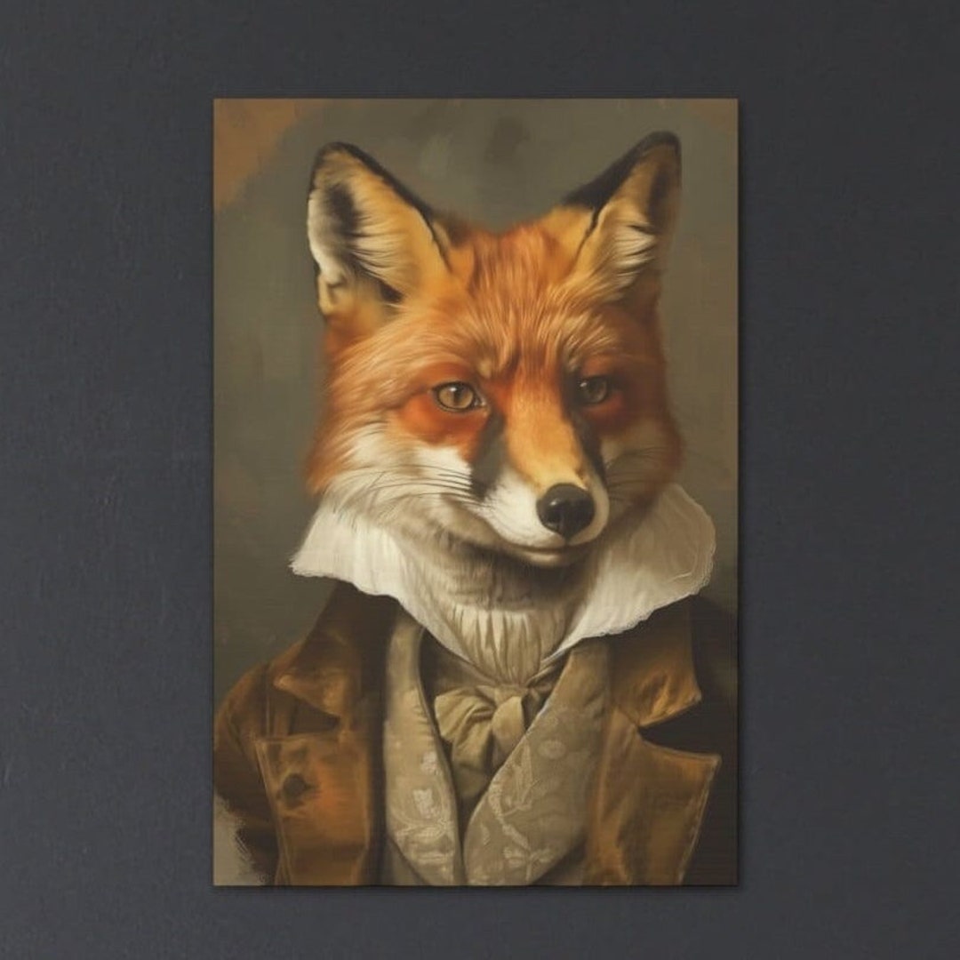 Renaissance Fox Portrait Canvas Art: Rustic Vintage Wall Decor - Etsy