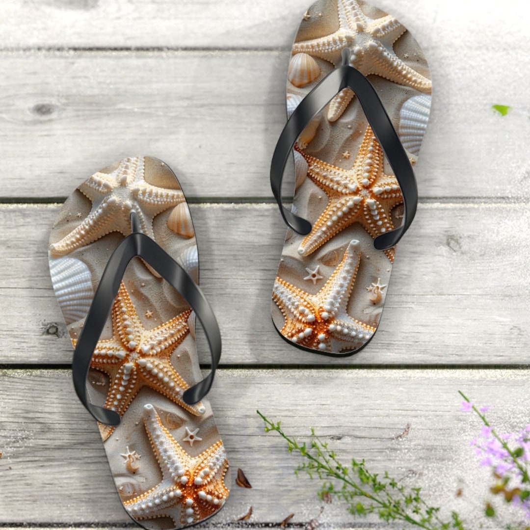 Flip Flops Starfish Beach Pattern Pattern Women's - Summer Beach Shoes ...
