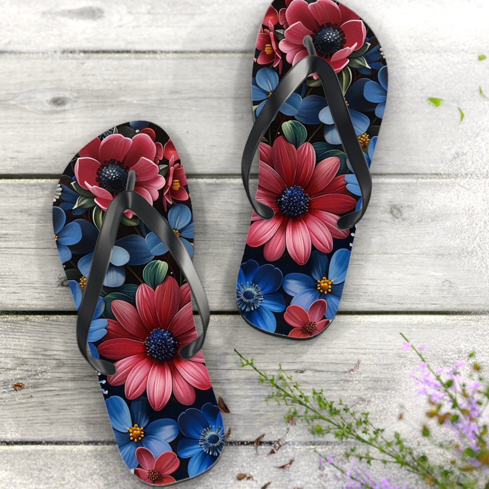 Flip Flops Flowers Floral Flower Flip Flops Women's Floral Sandals ...