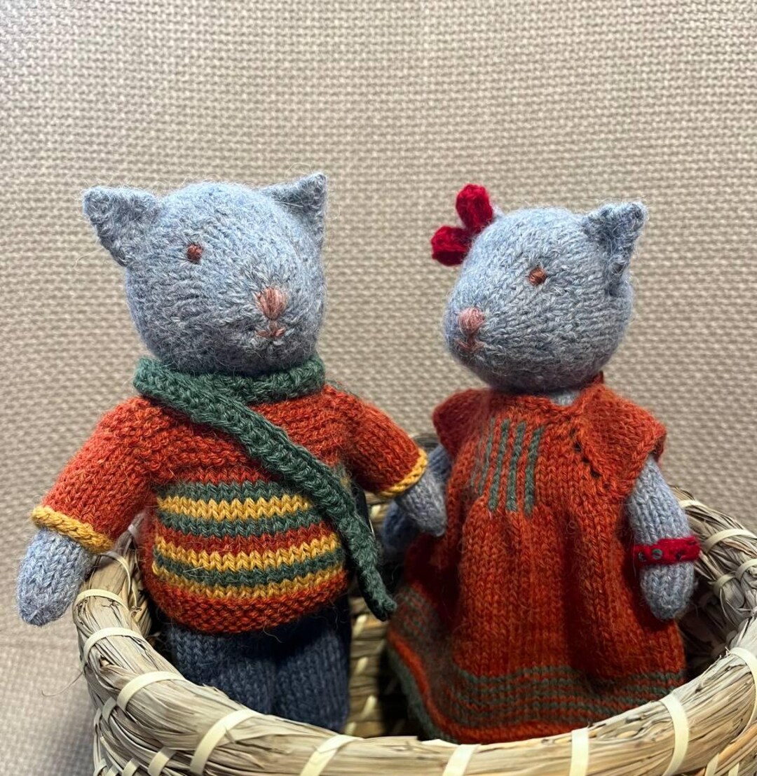 Adorable Hand-knitted Cats — Boy and Girl - Etsy