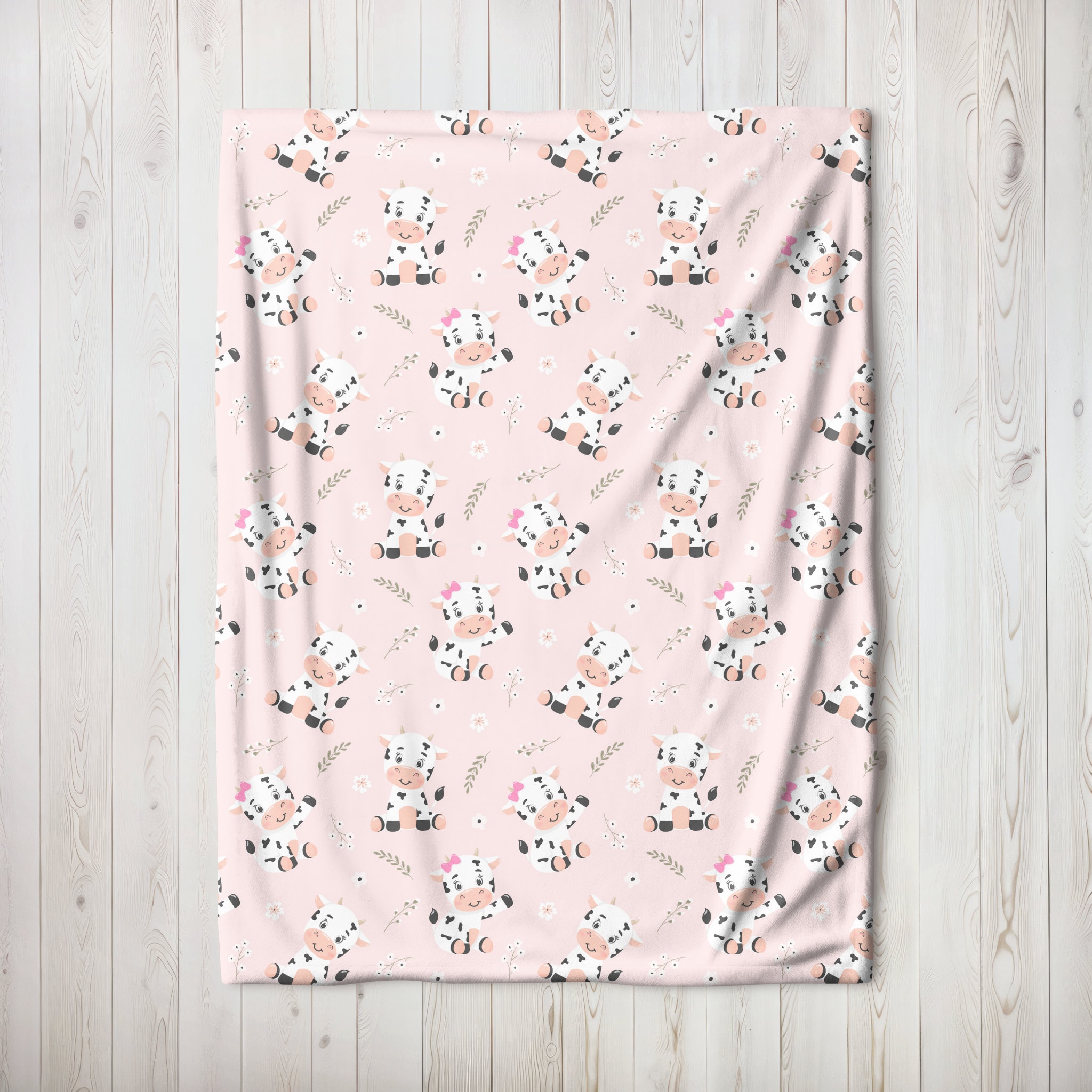 Cute Pink Cow Pattern Baby Blanket, Cow Pattern Baby Blanket, Baby ...