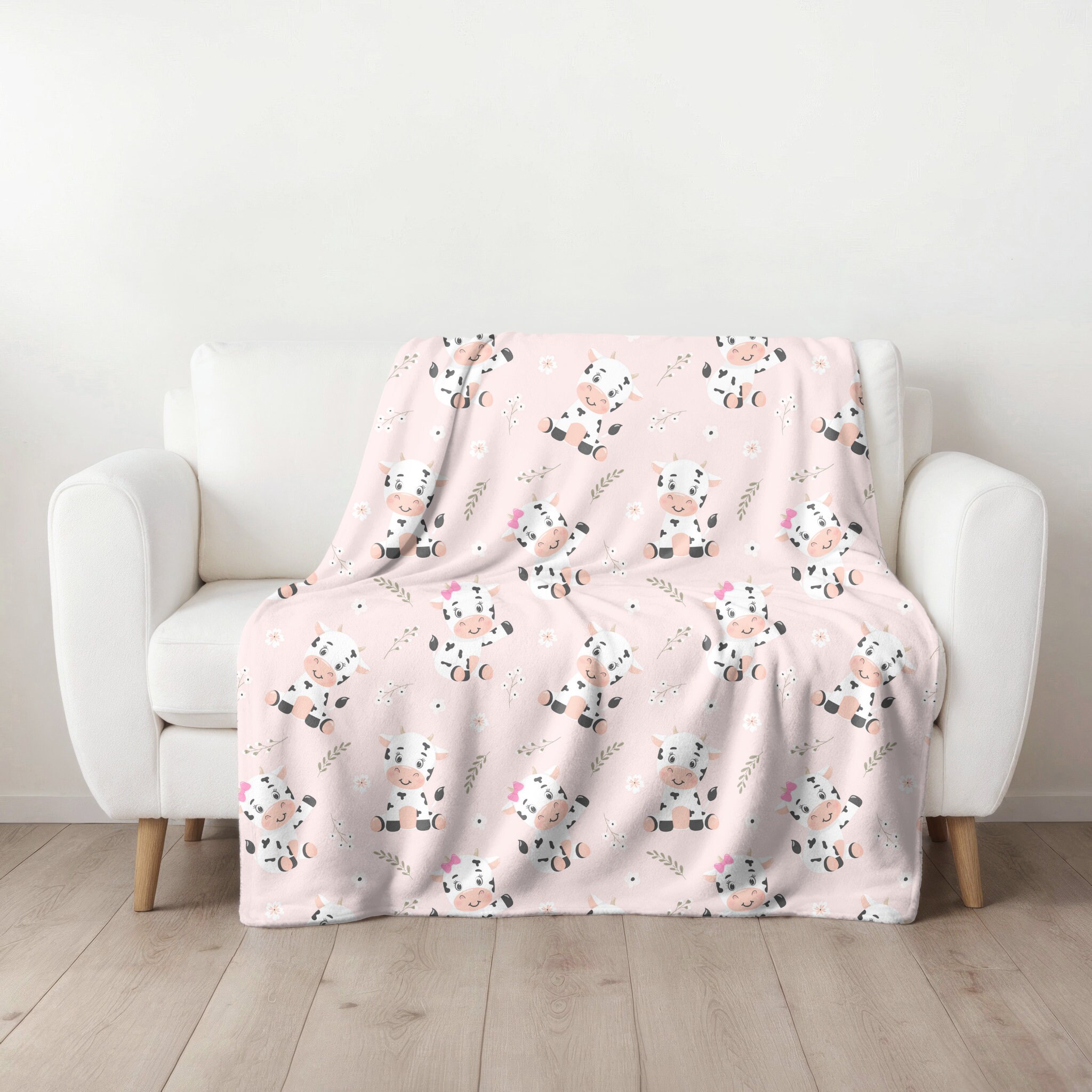 Cute Pink Cow Pattern Baby Blanket, Cow Pattern Baby Blanket, Baby ...