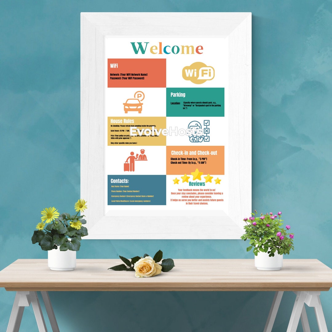 Editable Airbnb Welcome Poster Template Vibrant & Colorful - Etsy