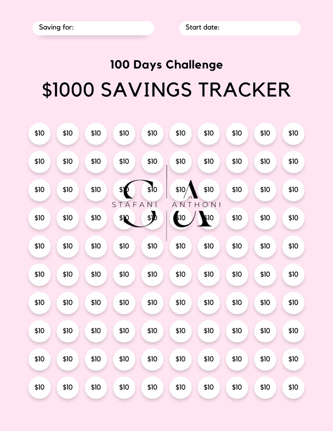 100 Day Saving Challenge - Etsy