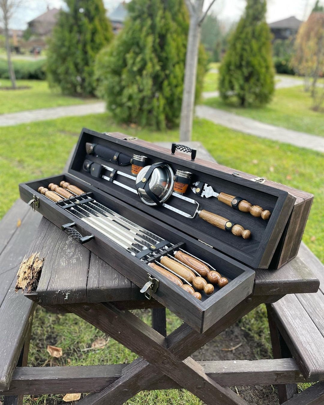 BBQ Skewers Set, Forged Skewers, BBQ Set, Grill Set, BBQ Gift Set ...