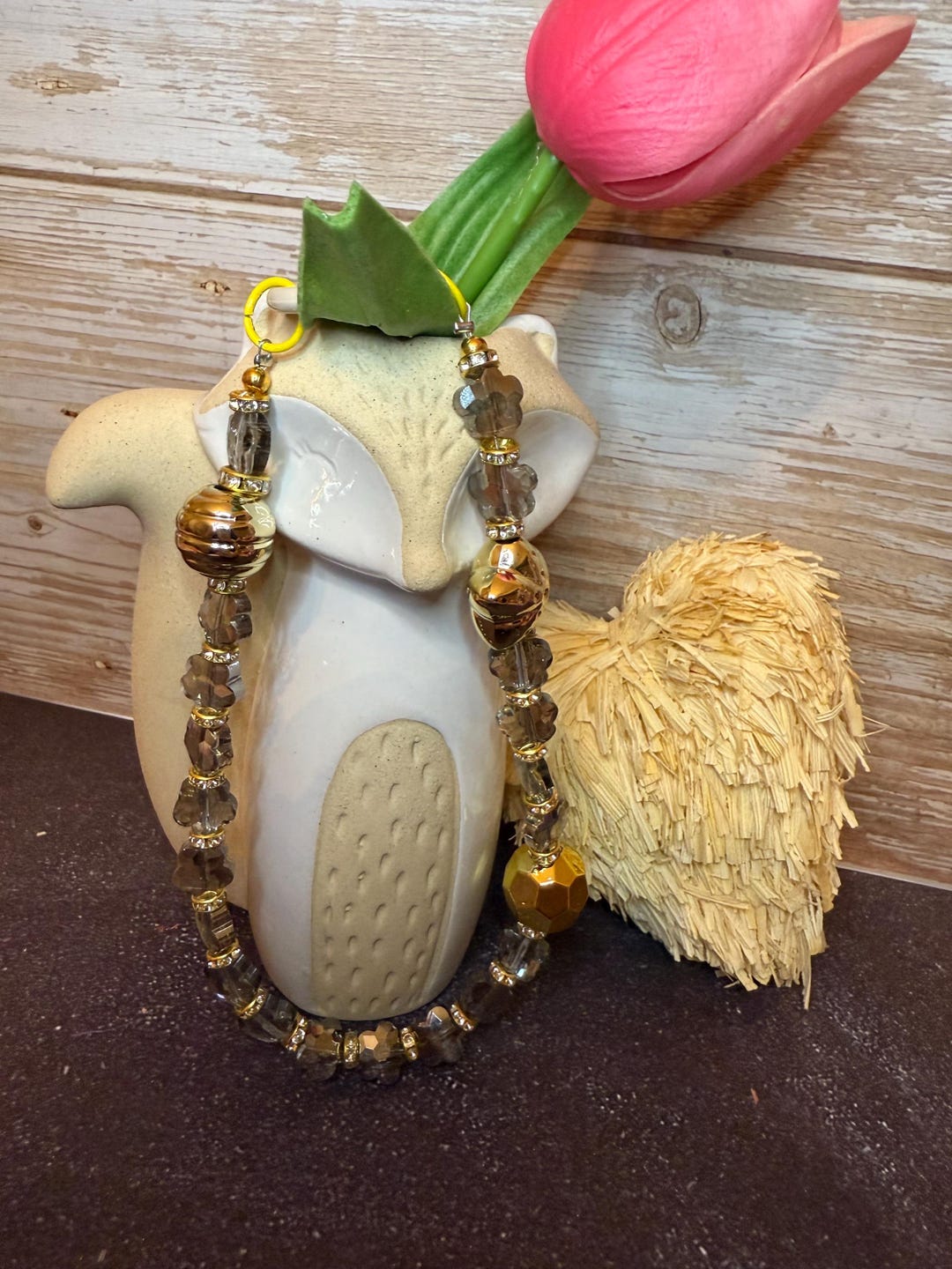 Flower Glass Bead Keychain - Etsy