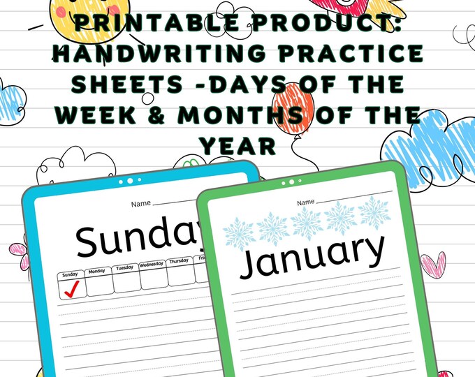 Months of the Year Handwriting Worksheets | Days of the Week ...