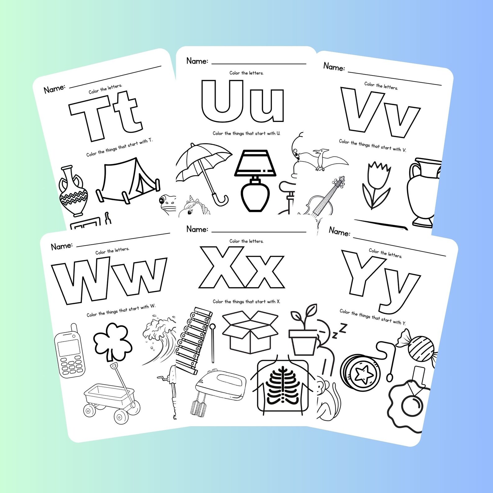 Printable Learning Alphabet Coloring Sheets - Etsy