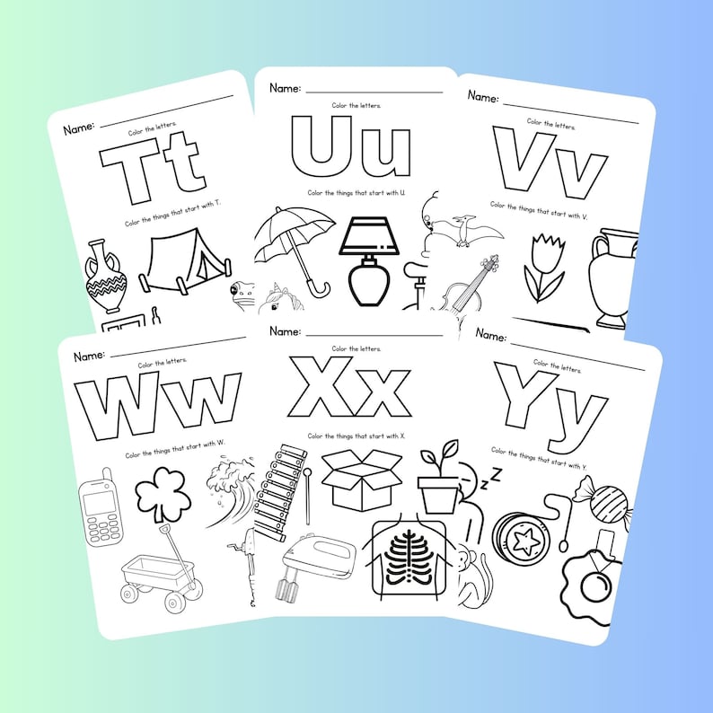 Printable Learning Alphabet Coloring Sheets - Etsy