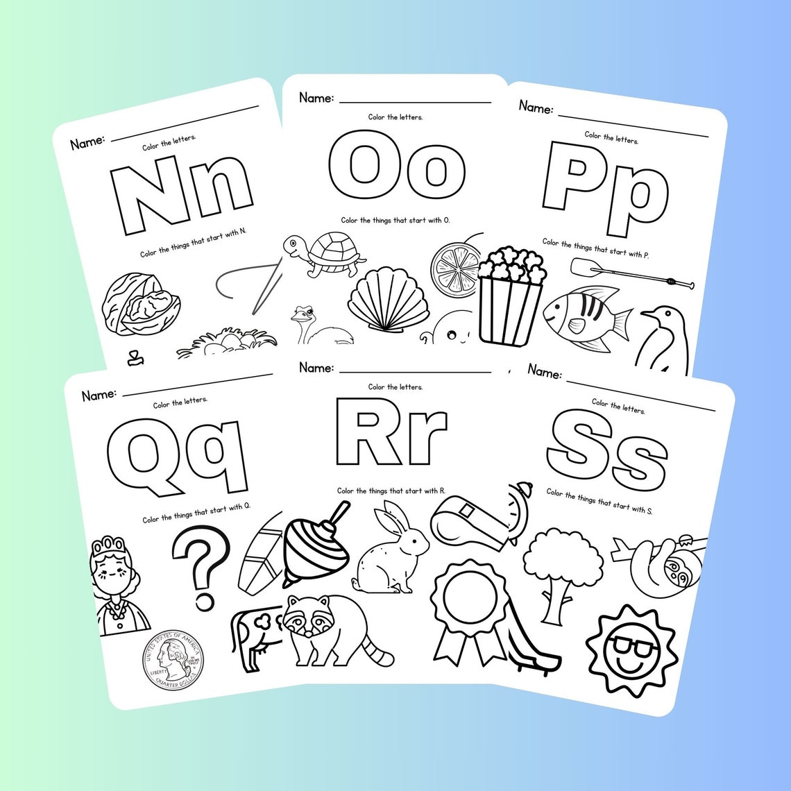 Printable Learning Alphabet Coloring Sheets - Etsy