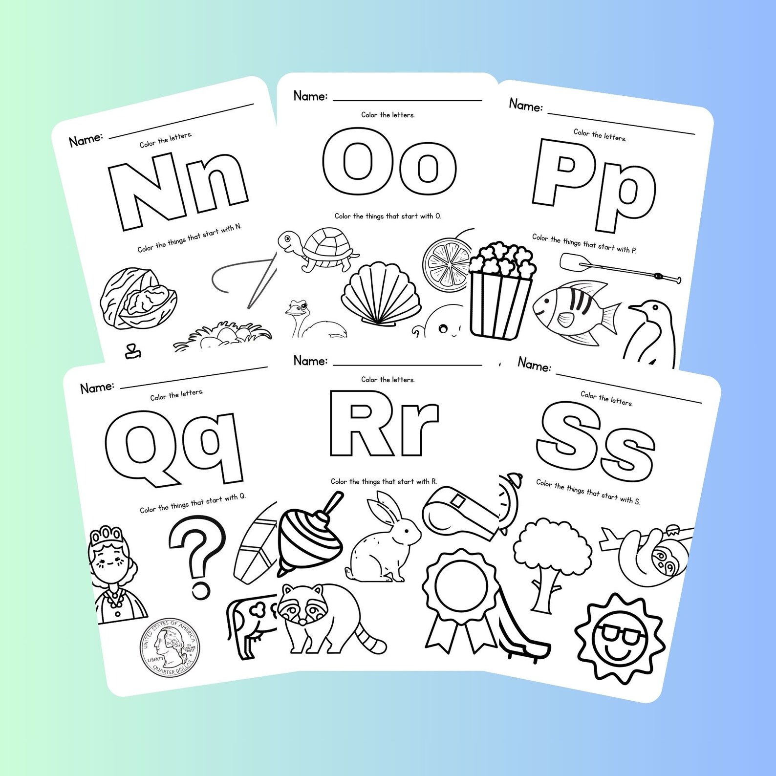 Printable Learning Alphabet Coloring Sheets - Etsy