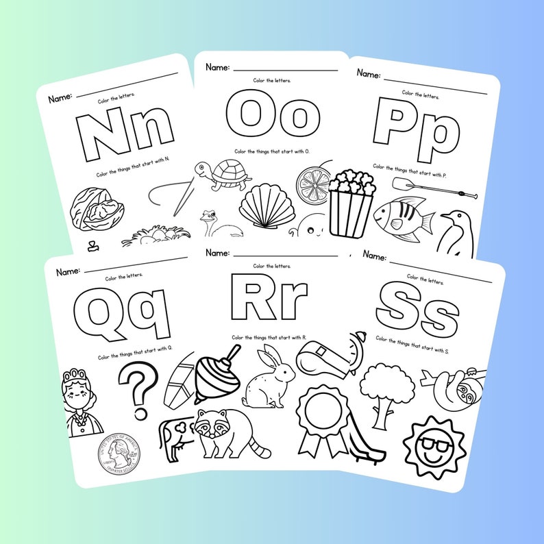 Printable Learning Alphabet Coloring Sheets - Etsy