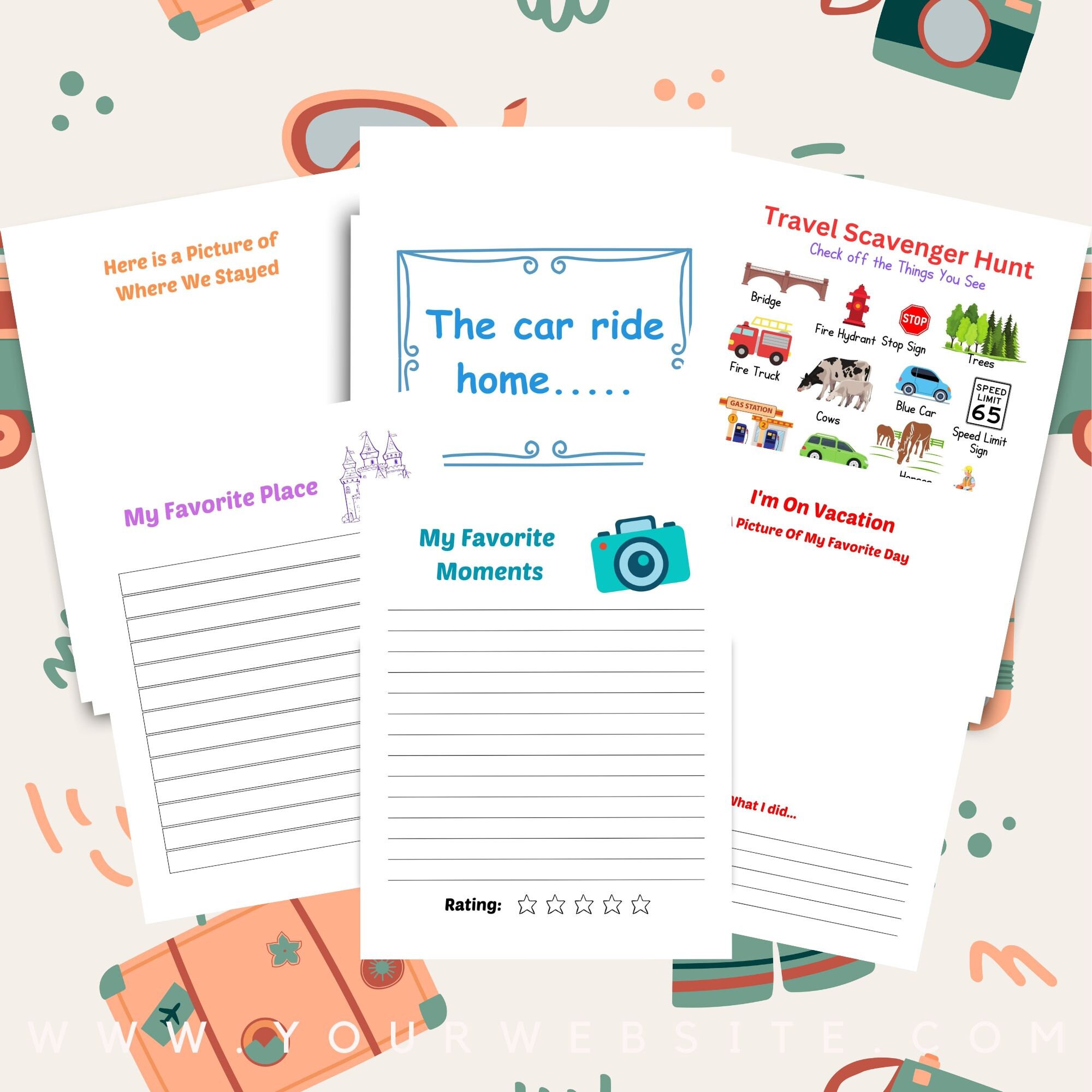 A Road Trip by "car" Travel Journal for Kids With Activities and a ...