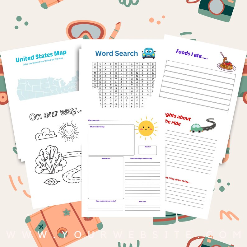 A Road Trip by "car" Travel Journal for Kids With Activities and a ...