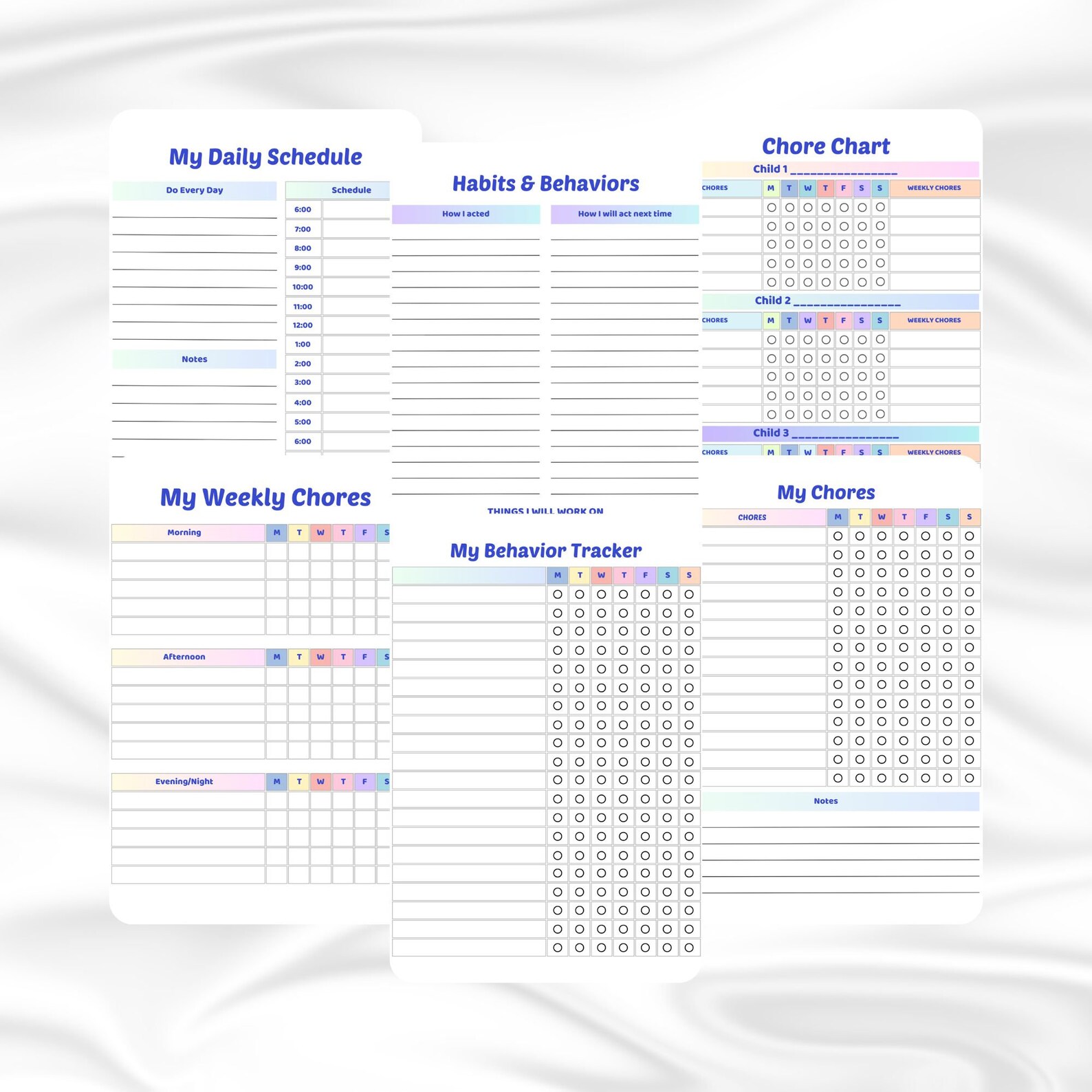 Printable Charts for Kids: Chore, Behavior, Allowance, Things to Do - Etsy