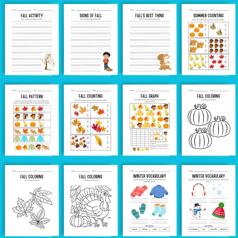 Printable learning About the Seasons Activity Workbook - Etsy
