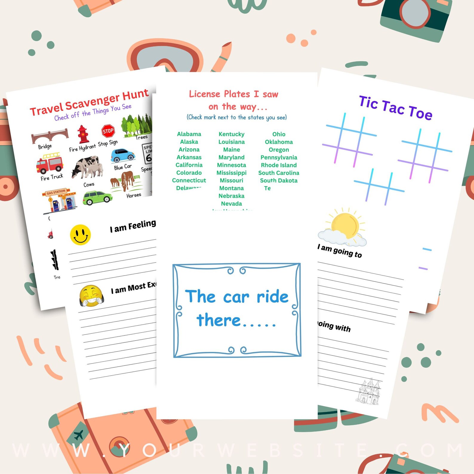 A Road Trip by "car" Travel Journal for Kids With Activities and a ...