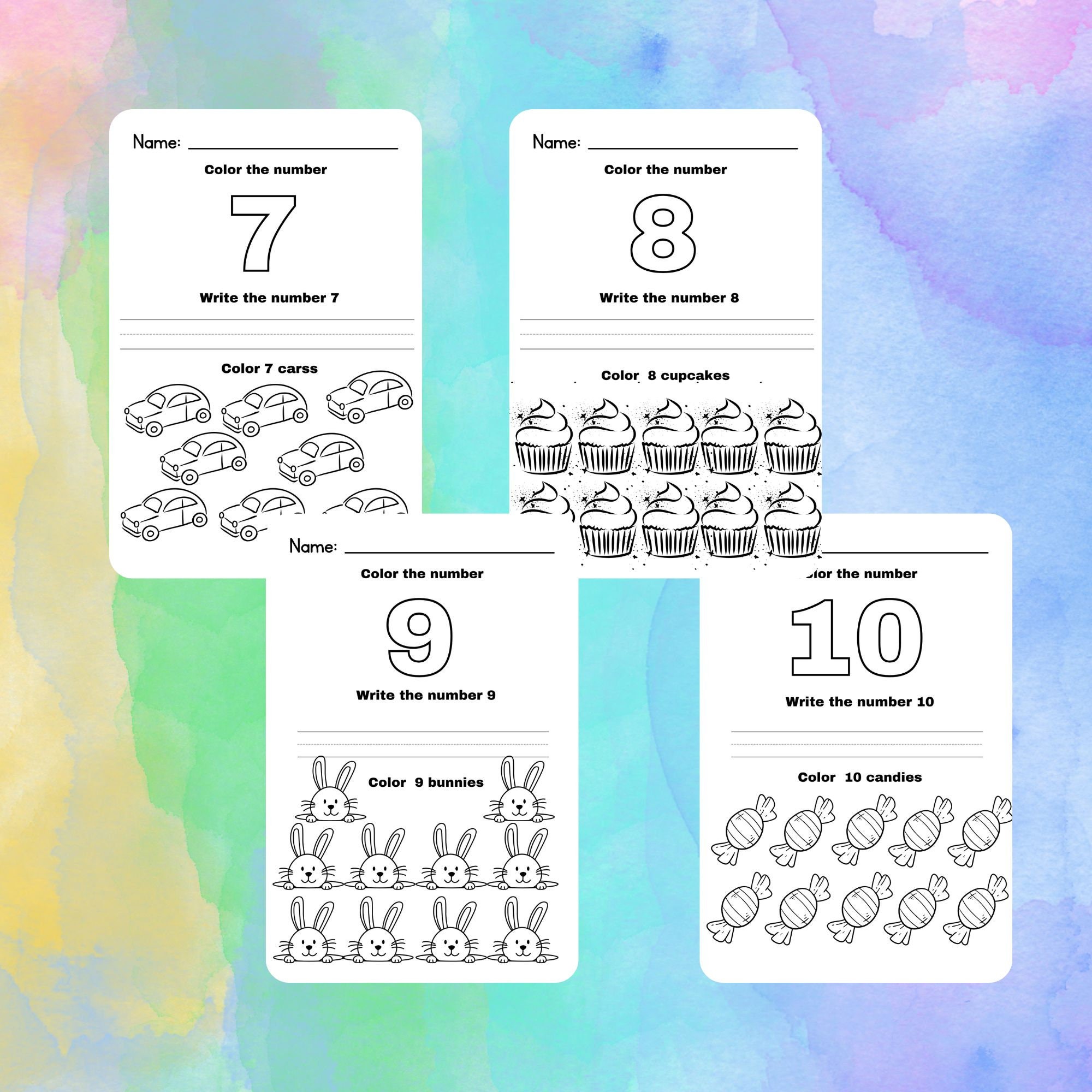 Printable Numeric 1-10 Coloring Practice Sheets, Educational and Fun ...