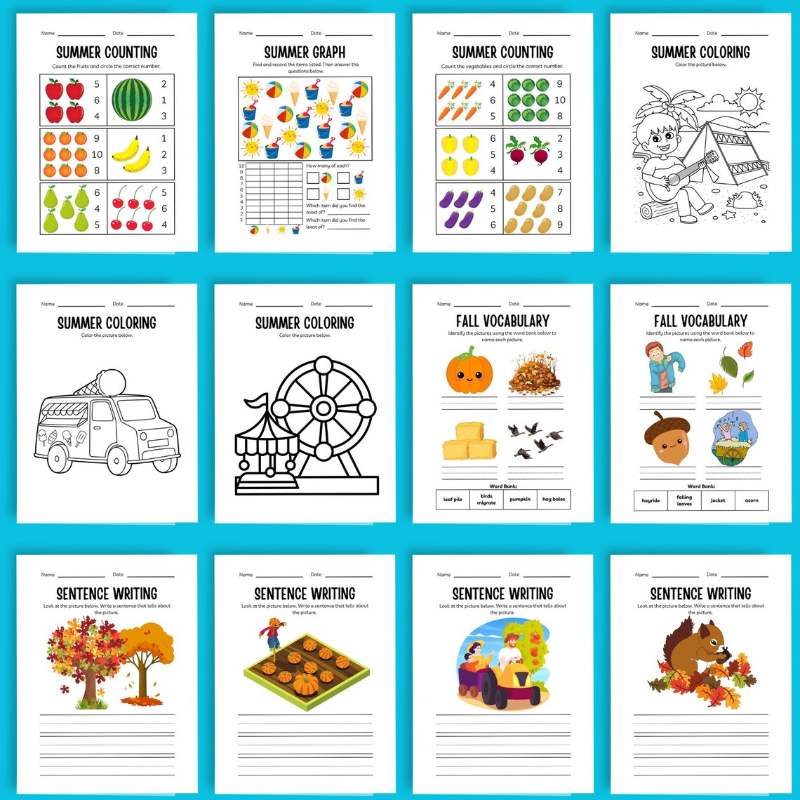 Printable learning About the Seasons Activity Workbook - Etsy