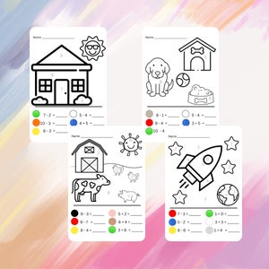 Math Coloring Sheets, Answer the Addition and Subtraction Question to ...