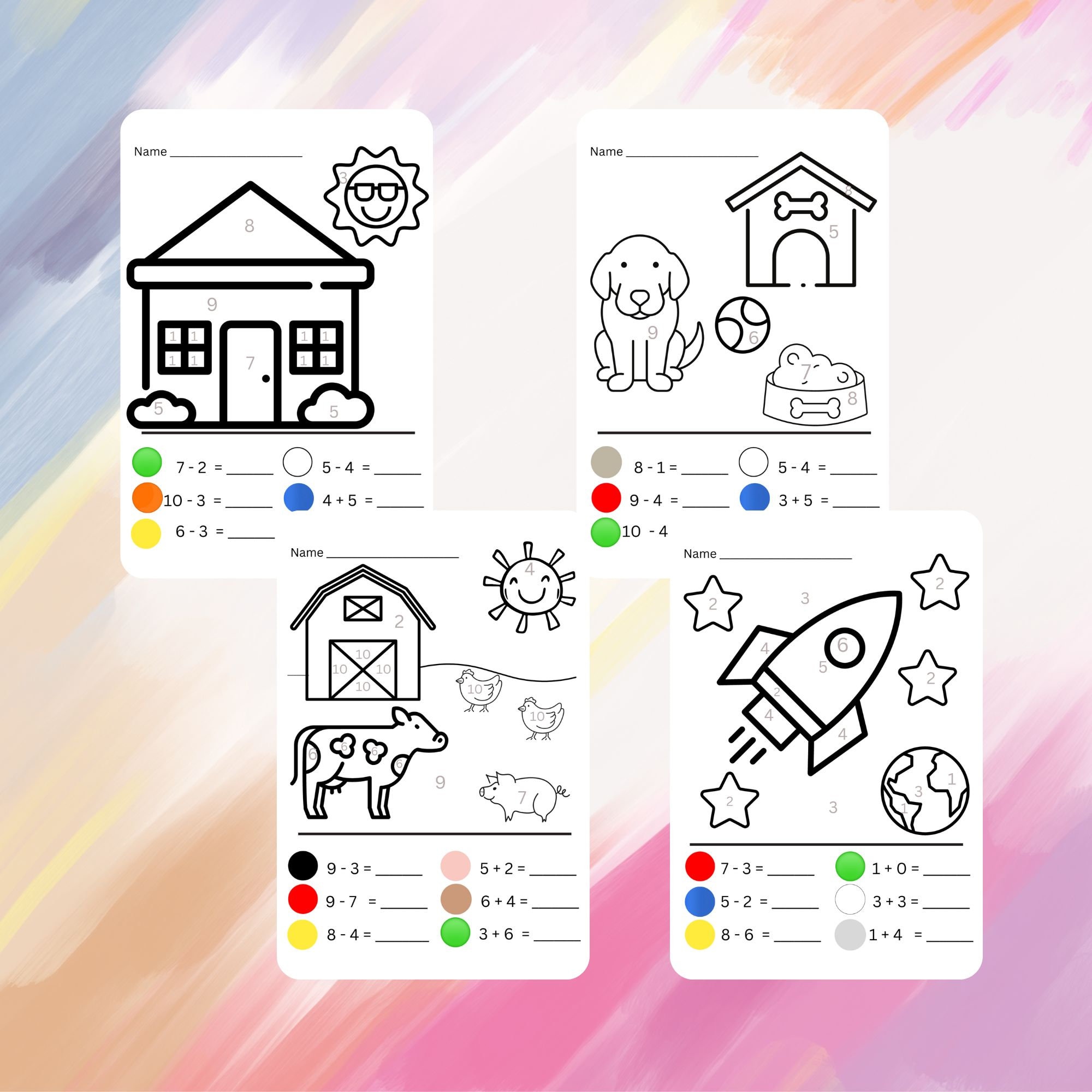 Math Coloring Sheets, Answer the Addition and Subtraction Question to ...