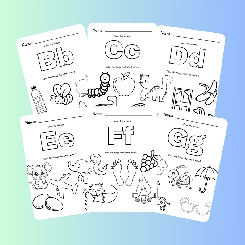Printable Learning Alphabet Coloring Sheets - Etsy