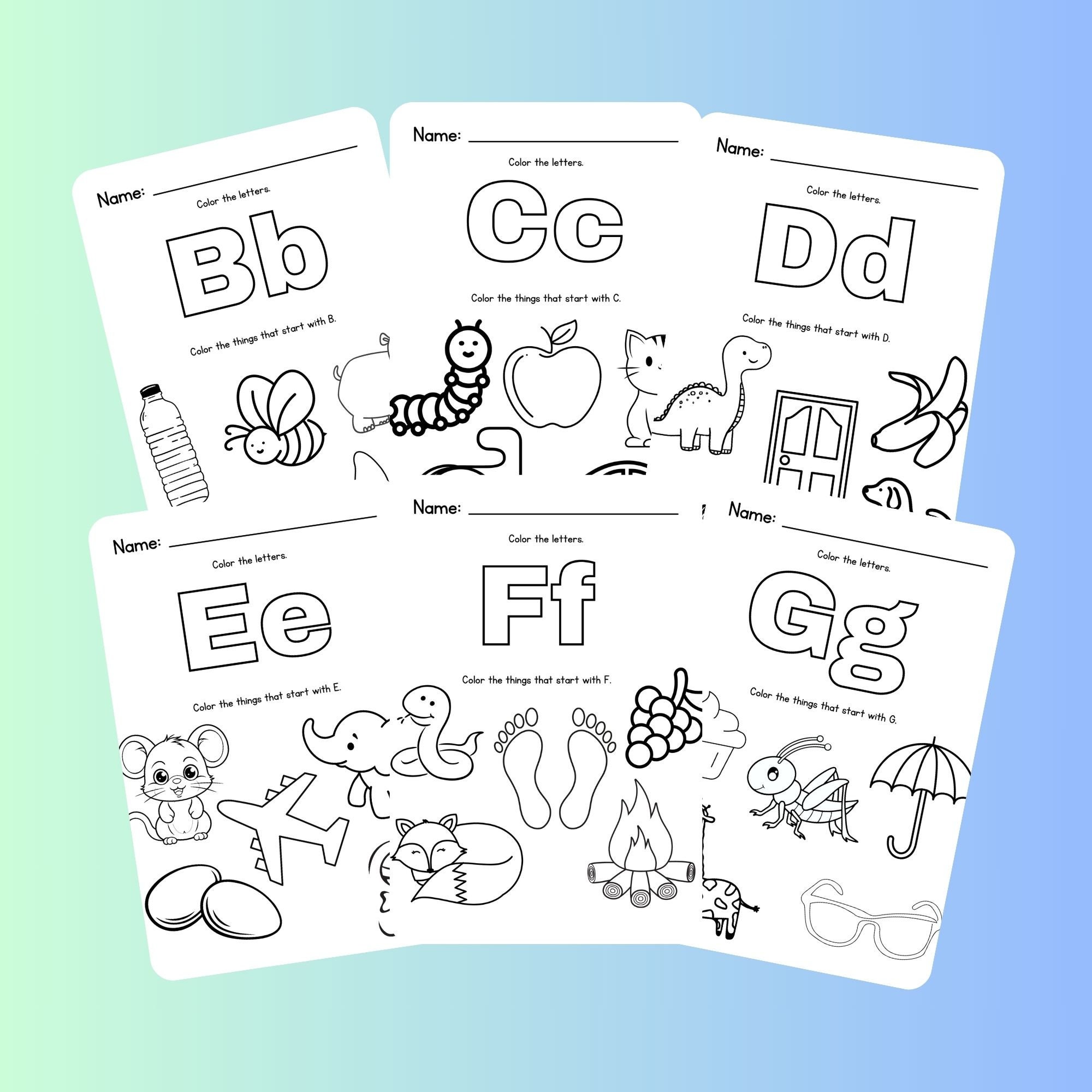 Printable Learning Alphabet Coloring Sheets - Etsy