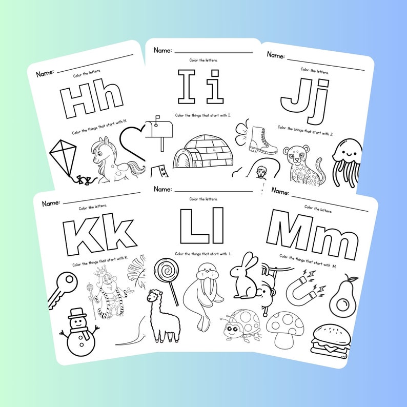 Printable Learning Alphabet Coloring Sheets - Etsy