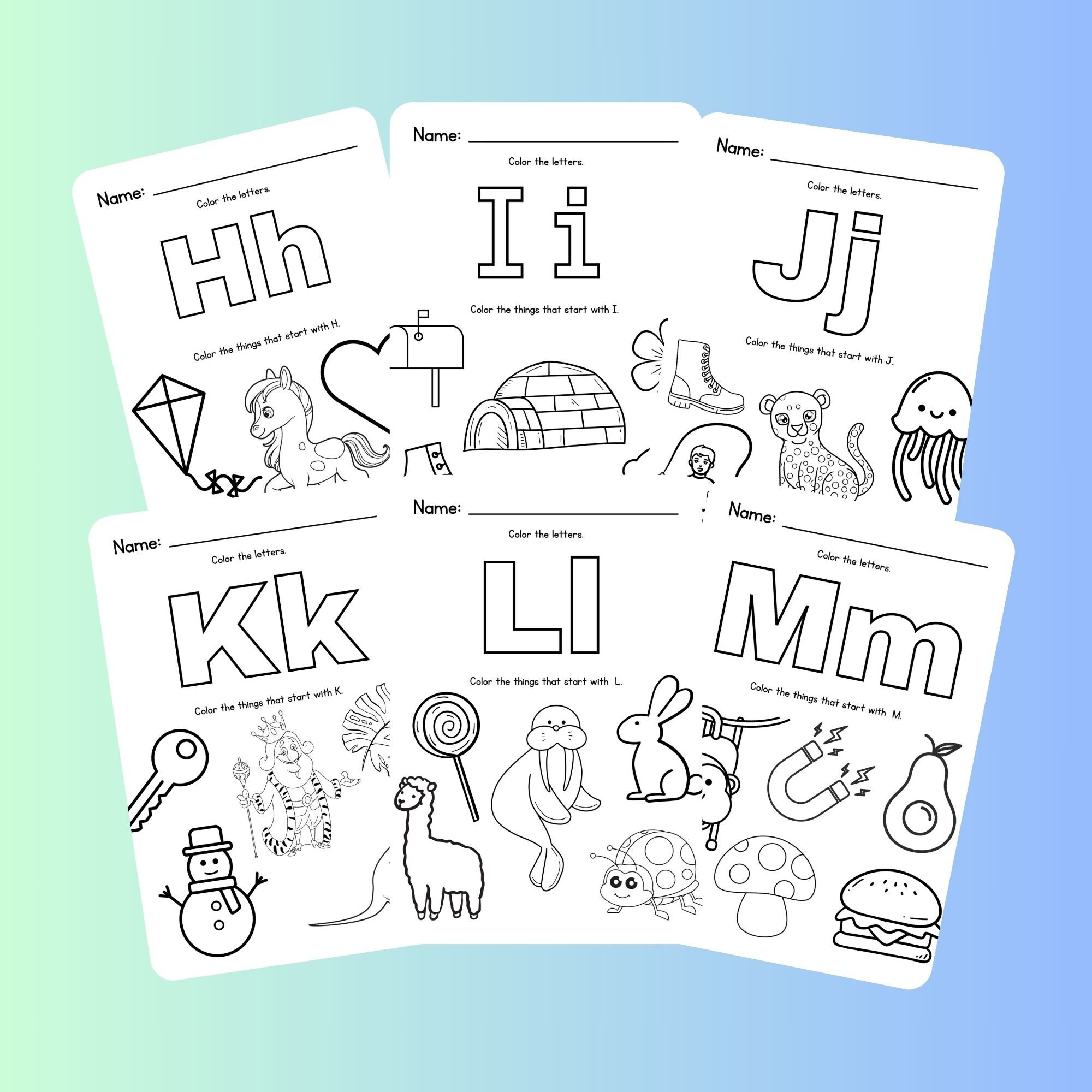 Printable Learning Alphabet Coloring Sheets - Etsy