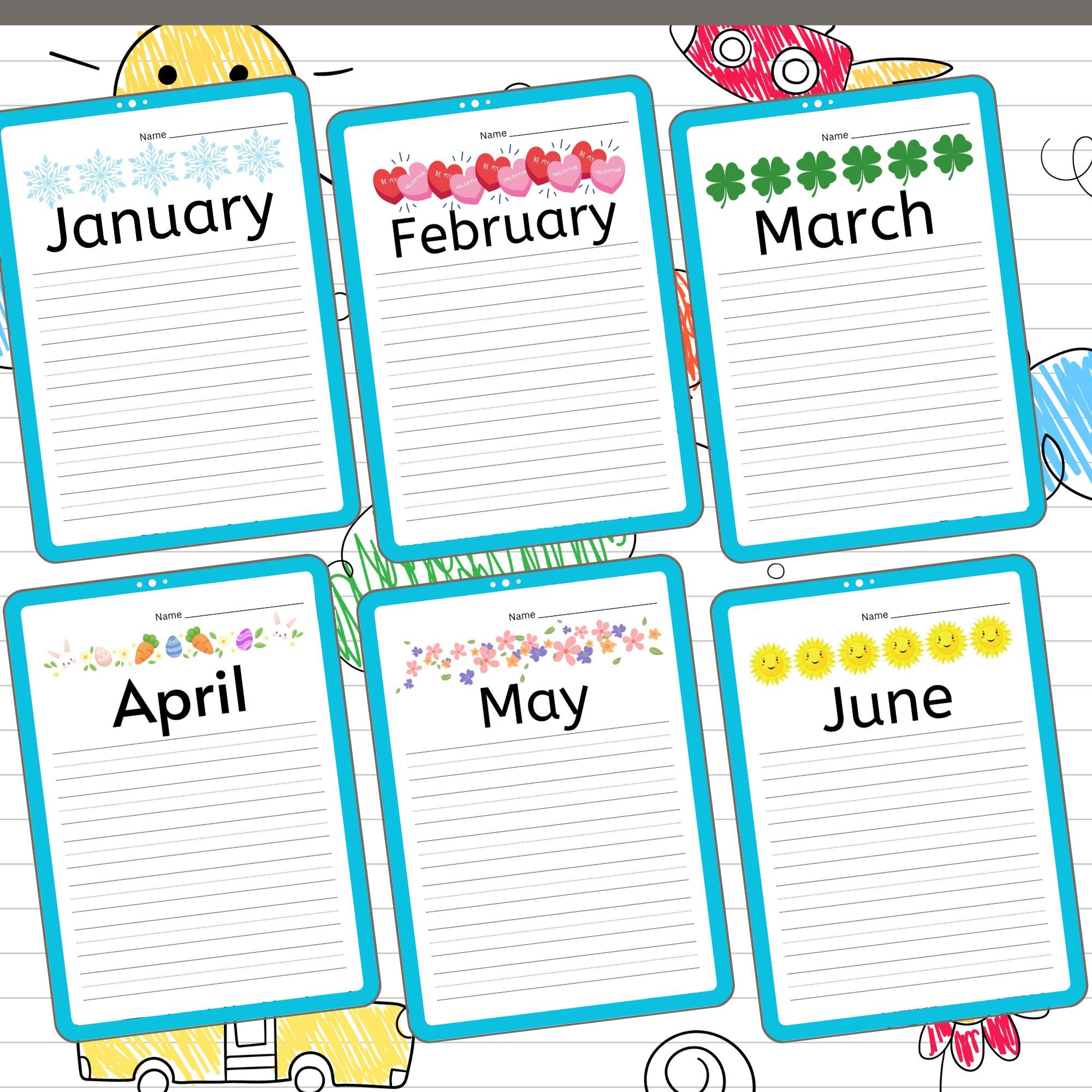 Handwriting Practice Sheets for Months of the Year and Days of the Week ...