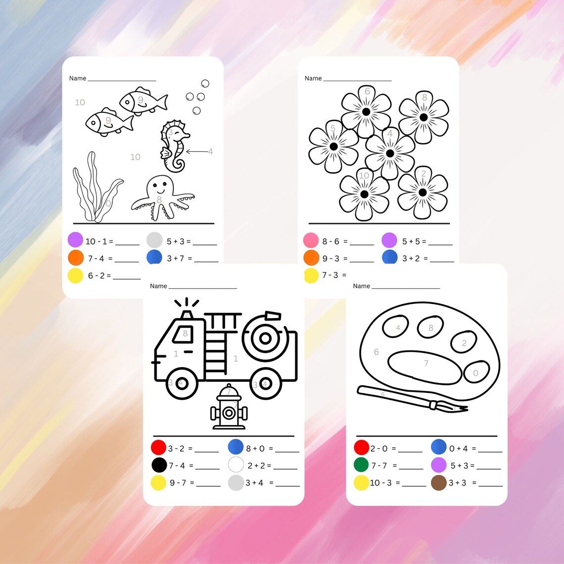 Math Coloring Sheets, Answer the Addition and Subtraction Question to ...