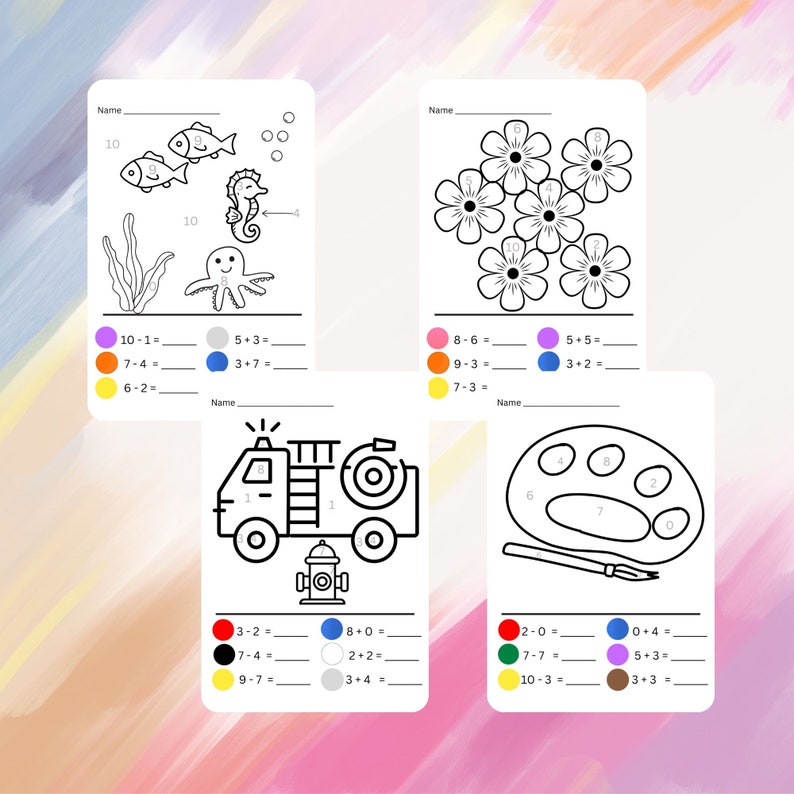 Math Coloring Sheets, Answer the Addition and Subtraction Question to ...