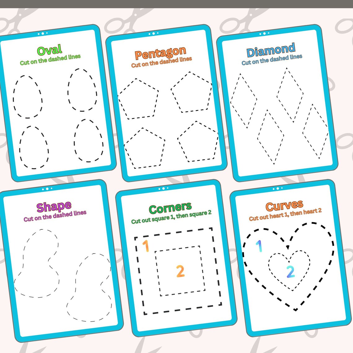 Scissor Cutting Skills Practice Sheets | Preschool Beginner ...