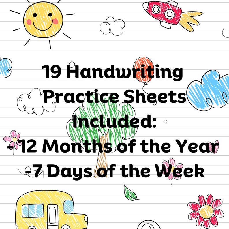 Handwriting Practice Sheets for Months of the Year and Days of the Week ...