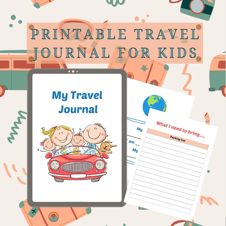 A Road Trip by "car" Travel Journal for Kids With Activities and a ...