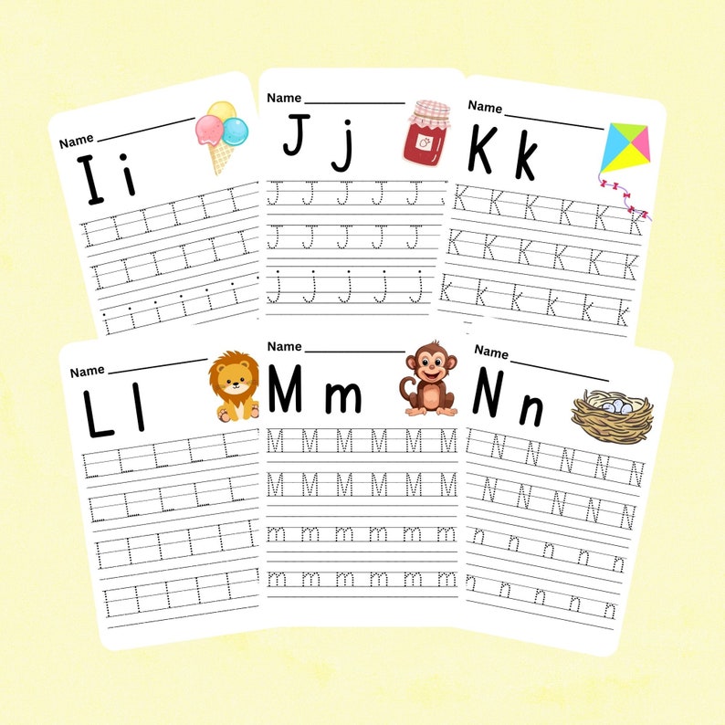 Digital Alphabet Practice Sheets, Upper and Lower Case - Etsy
