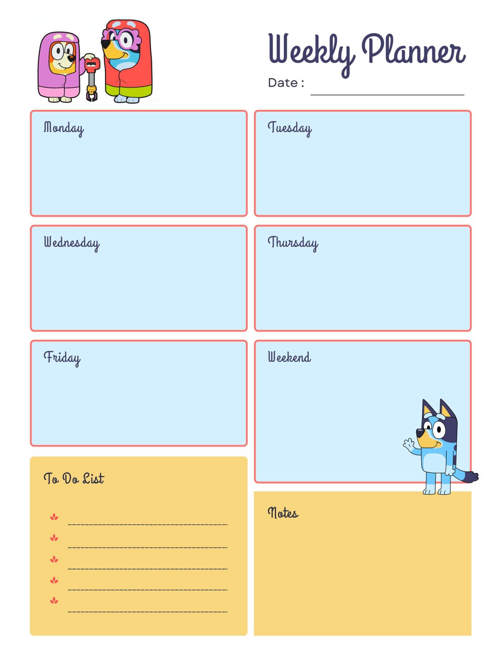 Bluey Printable Planner - Etsy