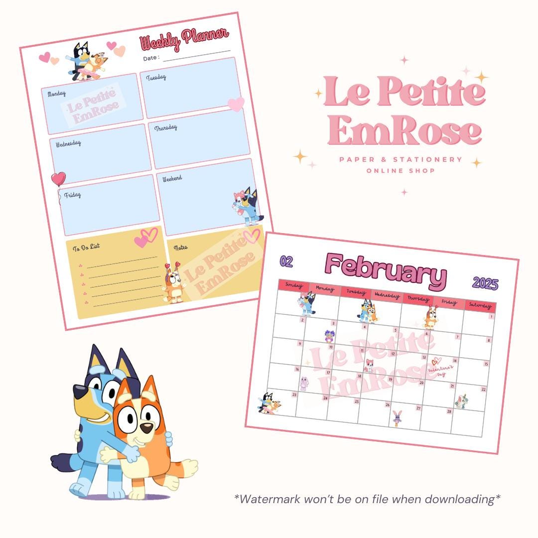 Bluey Valentine's Printable Planner - Etsy