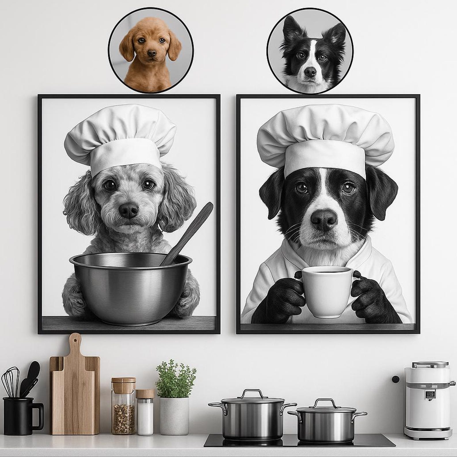 Custom Pet Portrait From Photo, Personalized Dog Wall Art, Dog Cafe ...