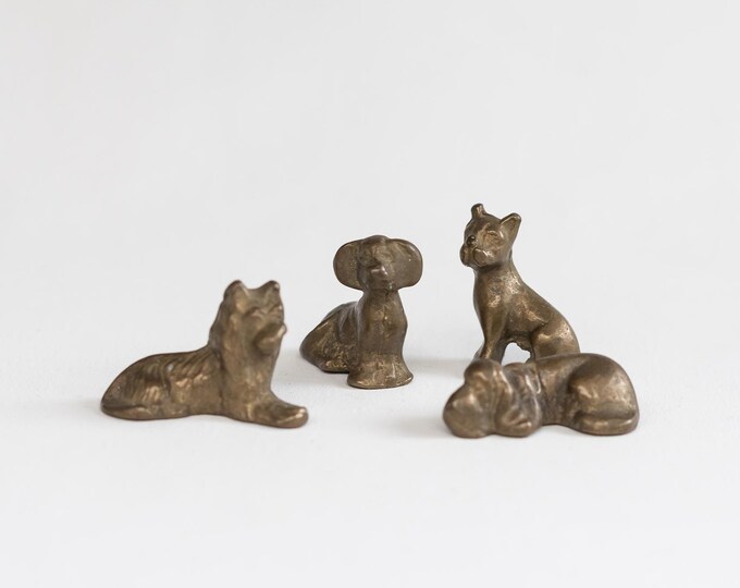 Set of 4 Miniature Brass British Dog Breeds Vintage Brass Miniature Dog ...