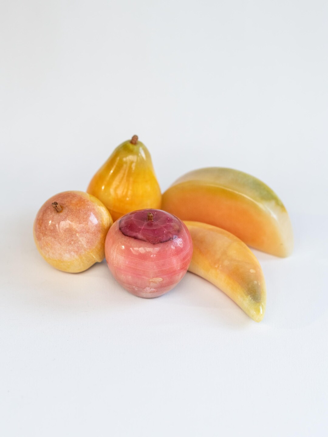 Vintage Italian Alabaster Stone Fruit Alabaster Apple Alabaster Pear ...