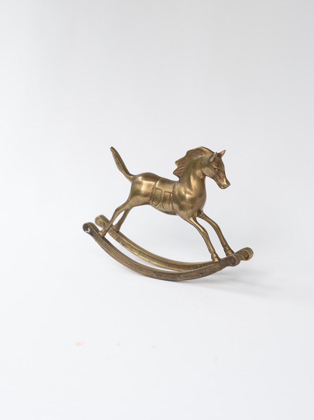 Vintage Brass Rocking Horse | Mid Century Brass Animal Figurines ...