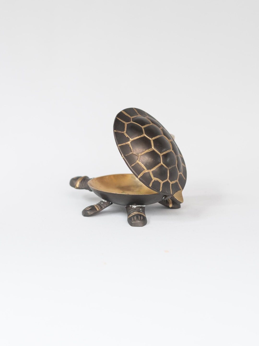 Vintage Brass Tortoise Keepsake Box Brass Animal Figurine Vanity Turtle ...
